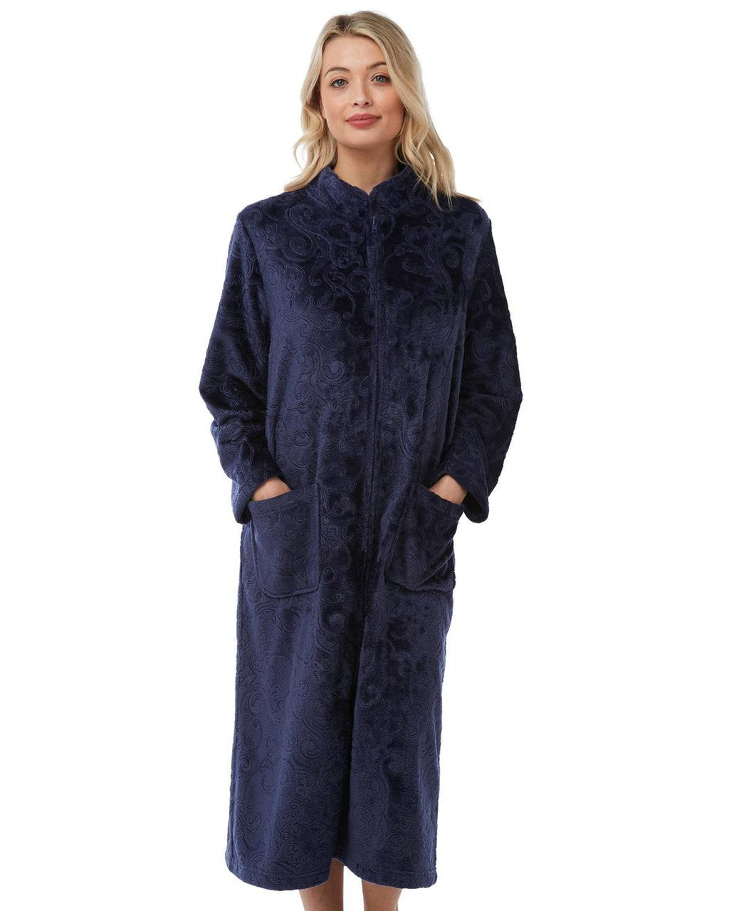 Lady Olga Womens Embossed Zip Dressing Gown – Slumber Hut
