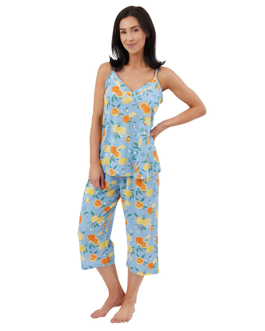Indigo Sky Womens Lemon Fruit Cropped Pyjamas – Slumber Hut