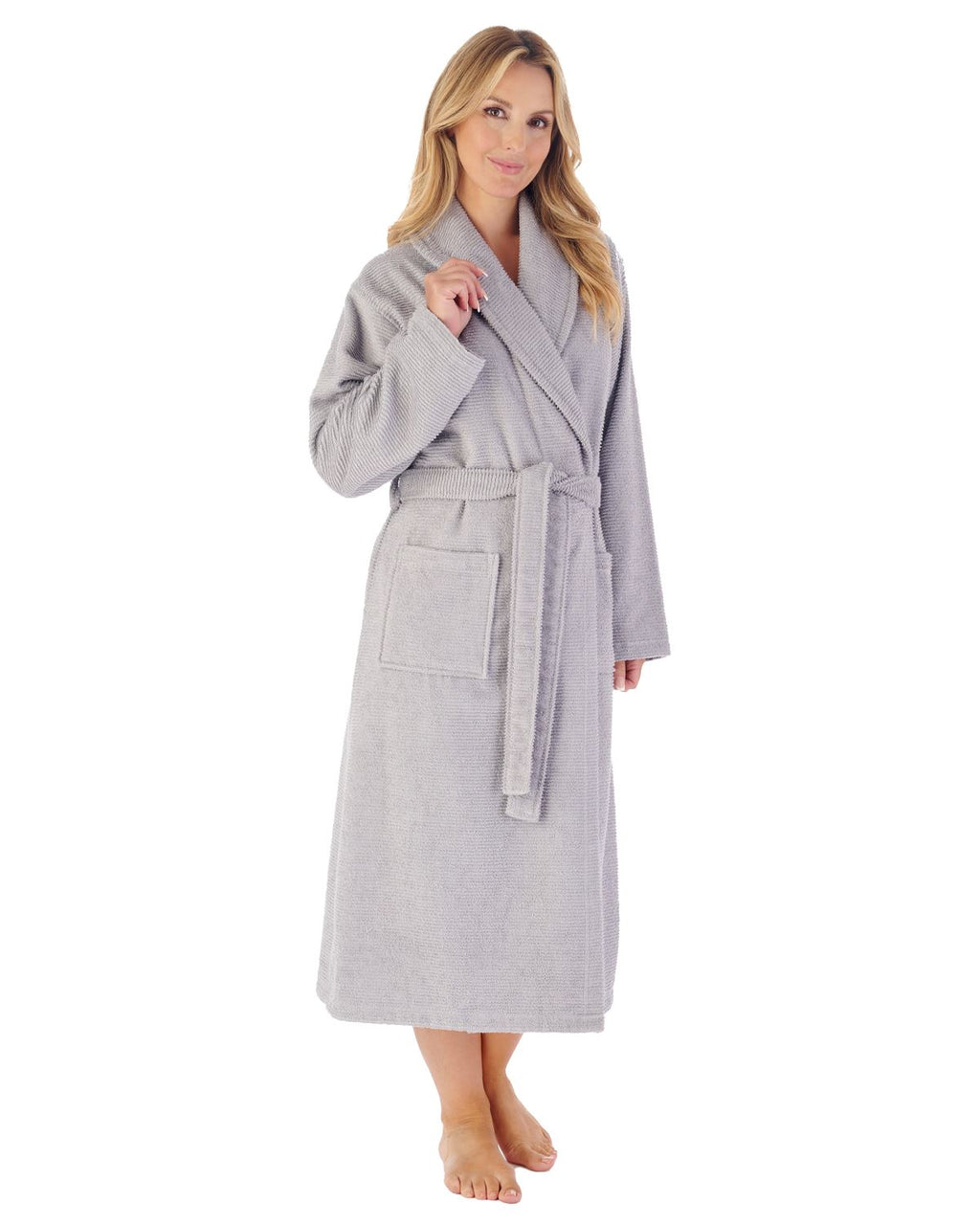 Slenderella Womens Rib Textured Towelling Dressing Gown – Slumber Hut