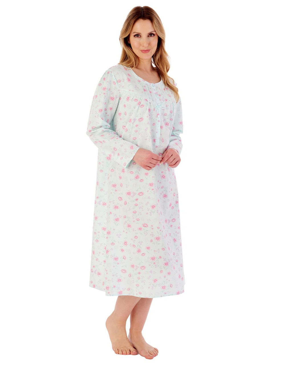 Slenderella Womens 100% Woven Cotton Long Sleeve Nightie – Slumber Hut