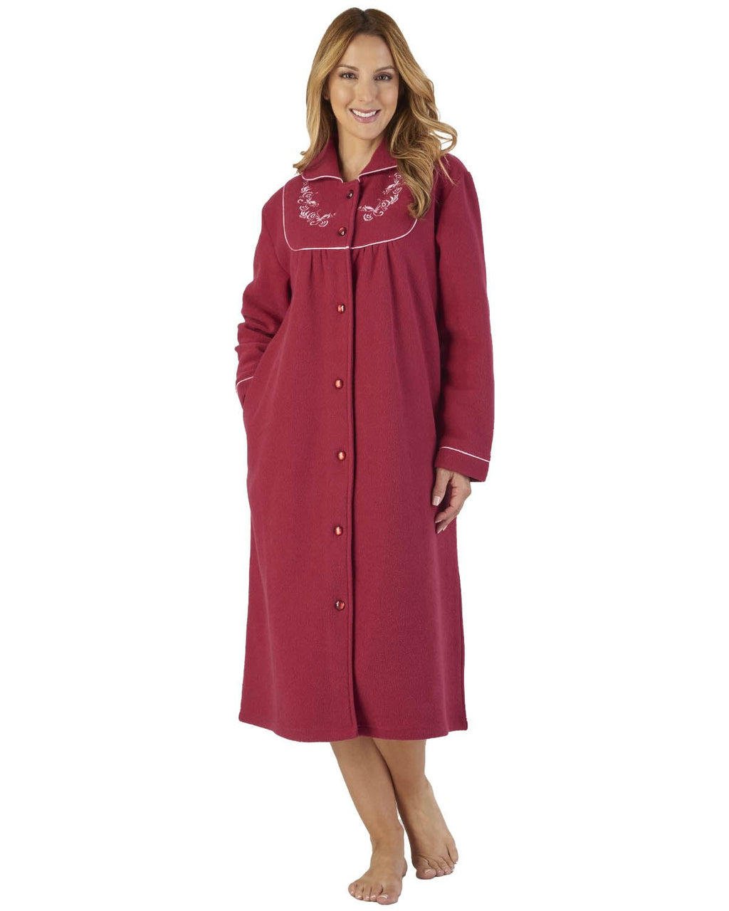 Slenderella Womens Boucle Fleece Button Dressing Gown – Slumber Hut