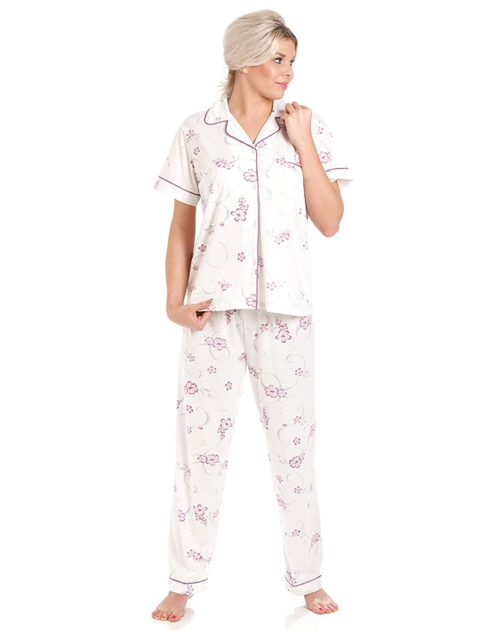 Lady Olga Womens Short Sleeve Jersey Floral Pyjamas – Slumber Hut