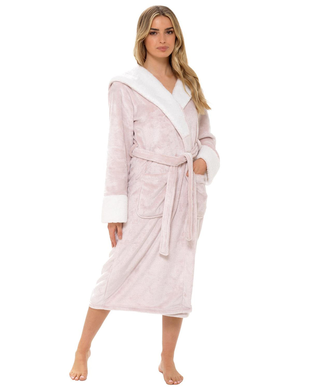 Womens Shimmer Fleece Sherpa Trim Dressing Gown – Slumber Hut