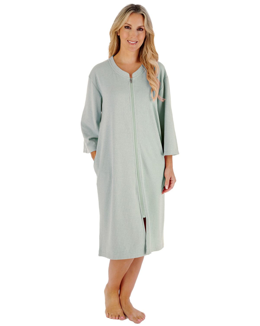 Slenderella Womens Rib Pattern 42" Zip Housecoat – Slumber Hut