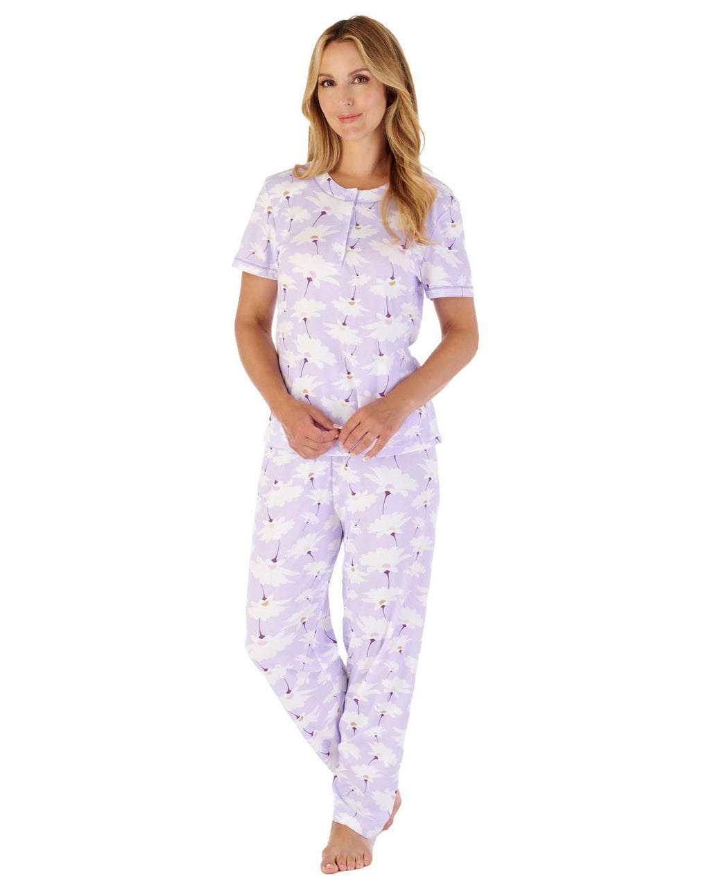 Slenderella Womens Large Floral Print Jersey Pyjamas – Slumber Hut