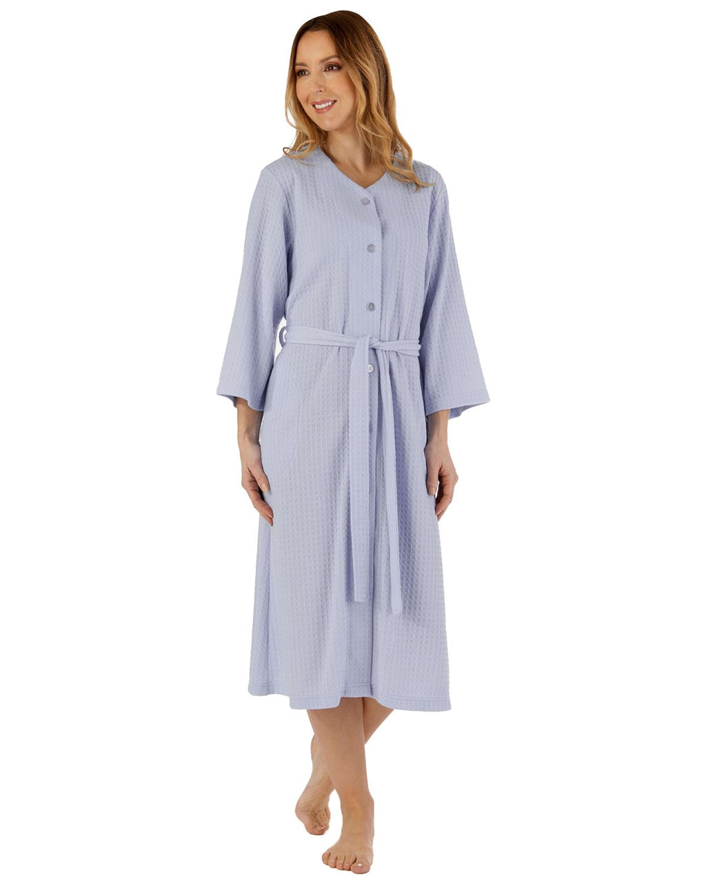 Slenderella Womens 45" Waffle Knit Button Dressing Gown – Slumber Hut