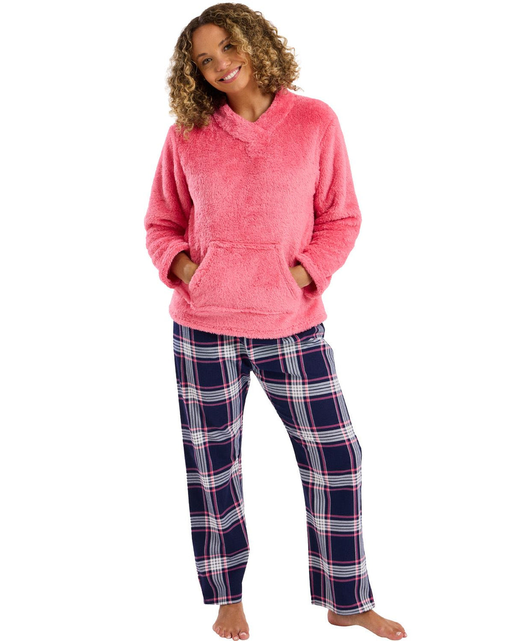 Indigo Sky Womens Fleece Top Check Wincey Pant Pyjamas – Slumber Hut