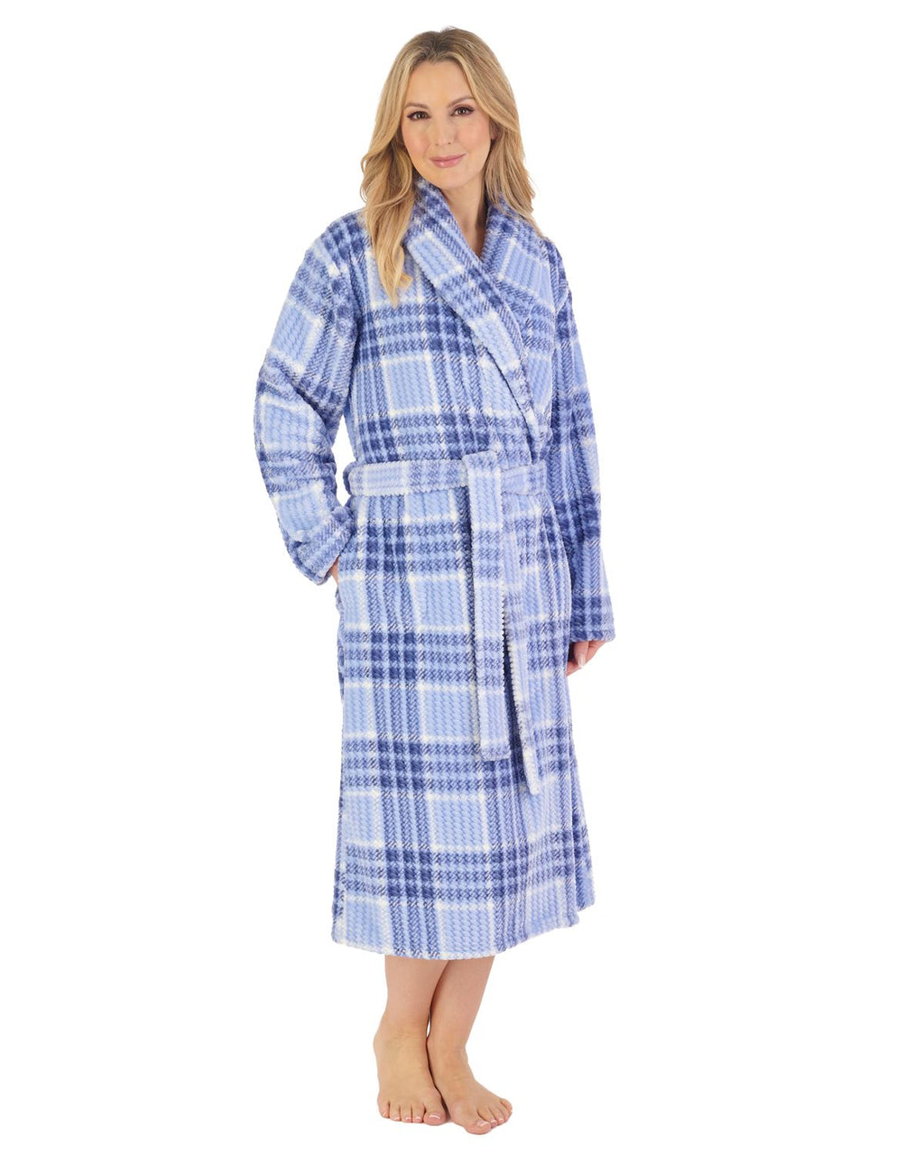 Slenderella Womens Waffle Fleece Check Print Dressing Gown – Slumber Hut
