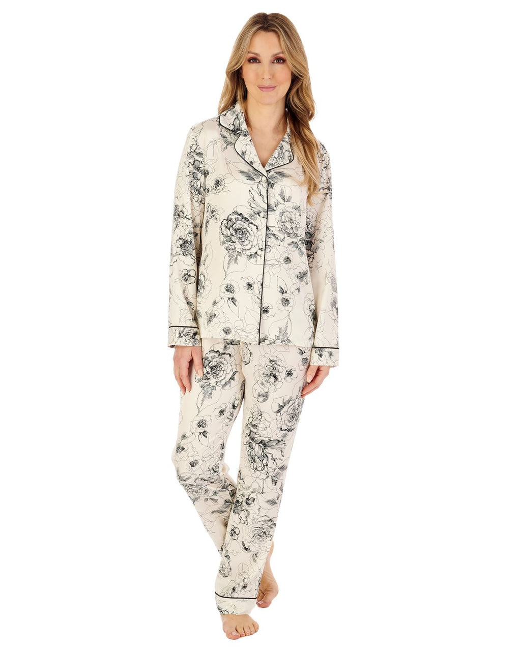 Gaspé Womens Satin Button Floral Pyjamas – Slumber Hut