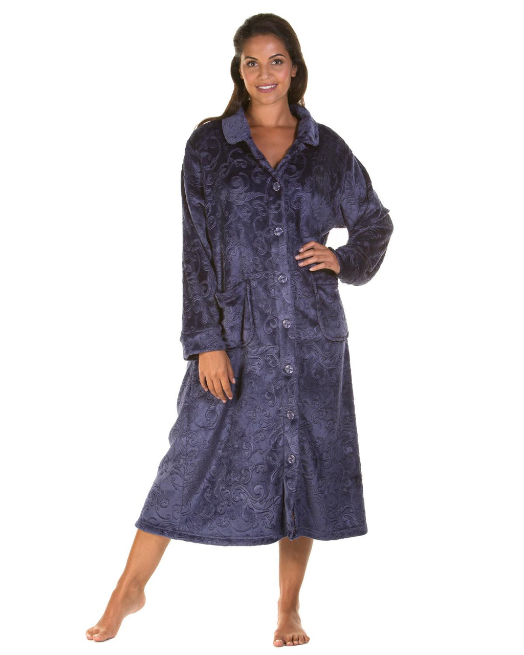 Lady Olga Womens Embossed Button Dressing Gown – Slumber Hut