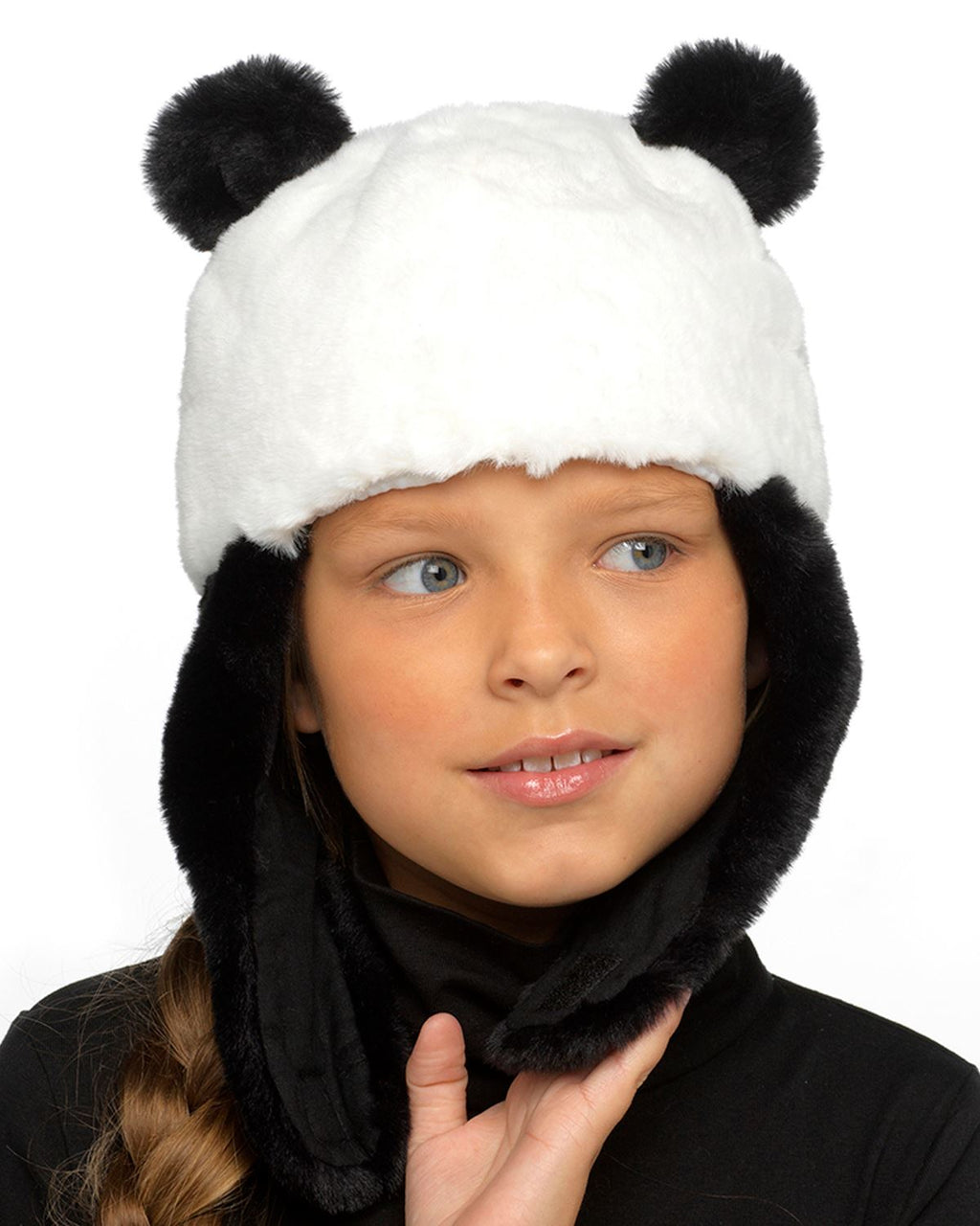 Girls Faux Fur Panda Hat With Ears – Slumber Hut