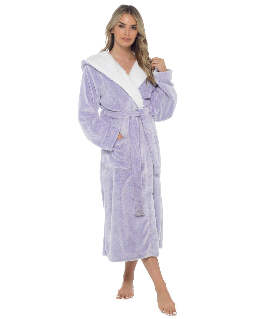 Womens Polished Fleece Sherpa Hood Dressing Gown – Slumber Hut