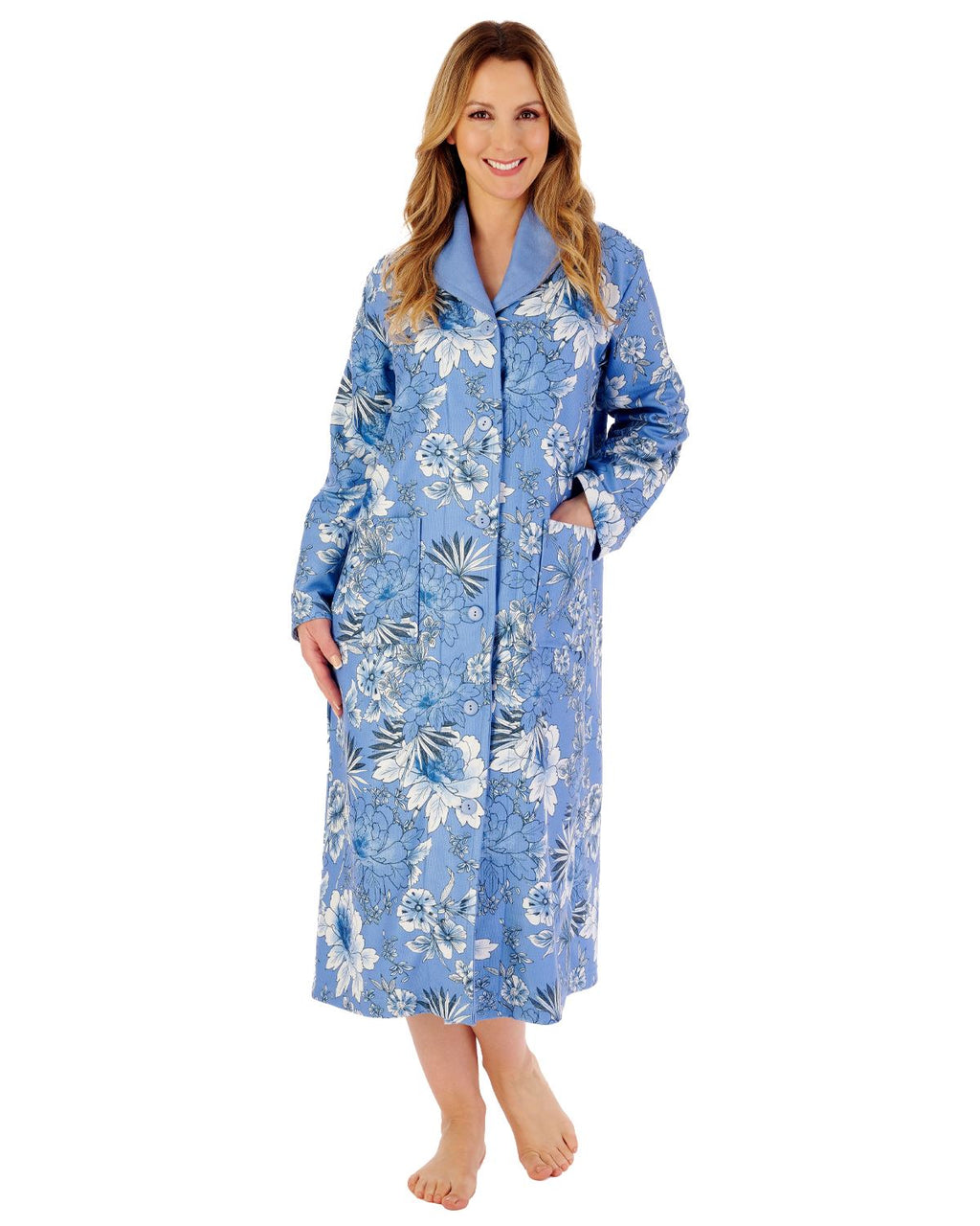 Slenderella Womens 46" Floral Bamboo Button Dressing Gown – Slumber Hut