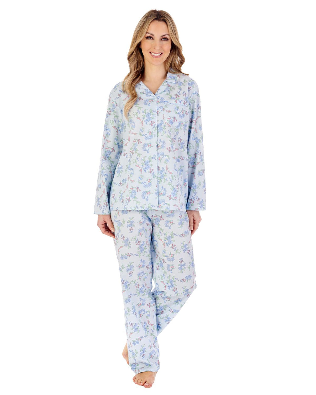Slenderella Womens Long Sleeve Woven Cotton Pyjamas – Slumber Hut