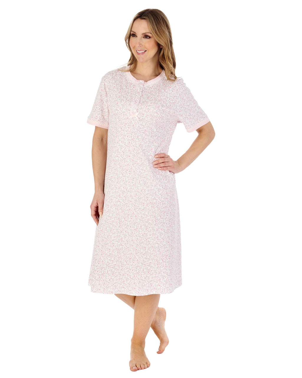 Slenderella Womens 42" Short Sleeve Interlock Cotton Nightie – Slumber Hut