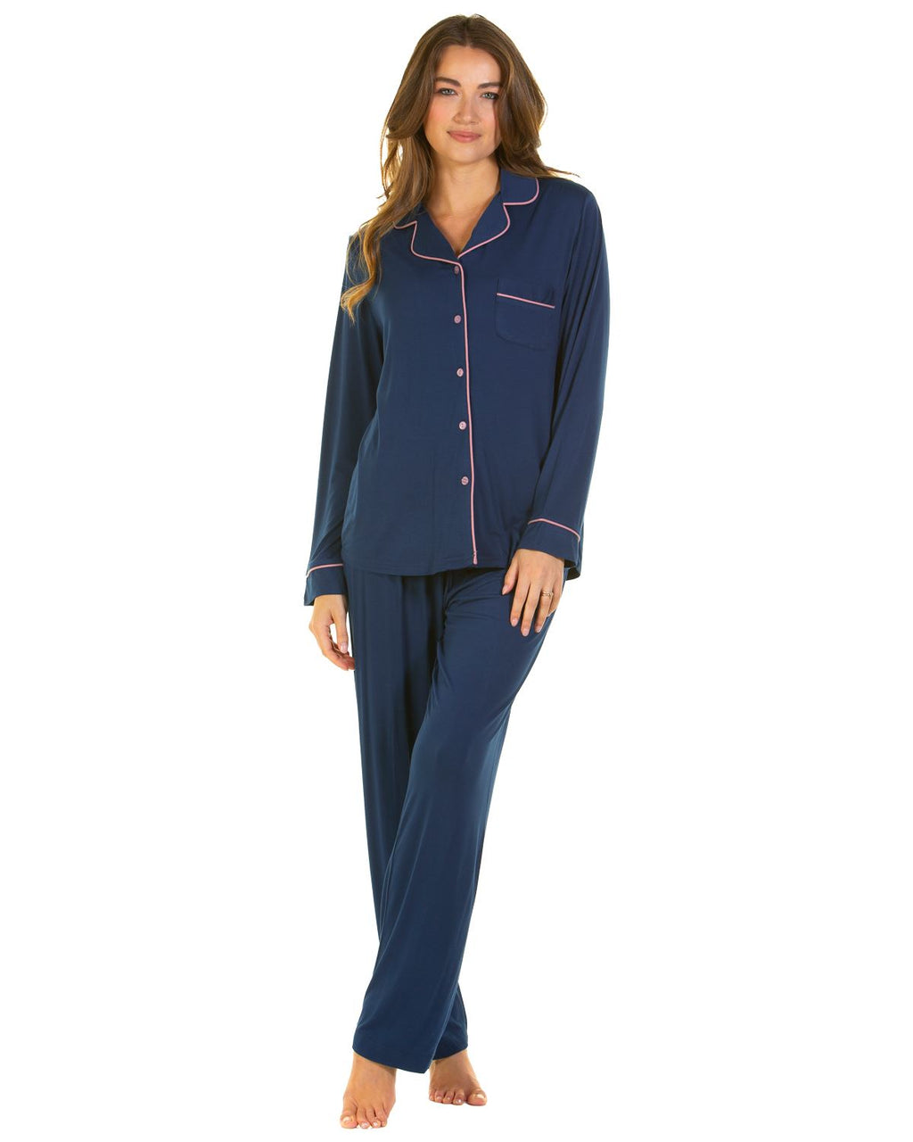 La Marquise Womens Bamboo Lace Long Button Pyjamas – Slumber Hut