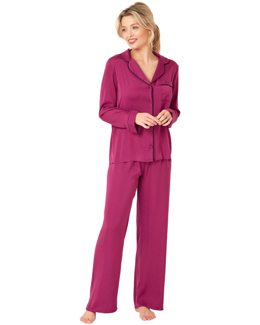 Indigo Sky Womens Satin Long Pyjamas – Slumber Hut