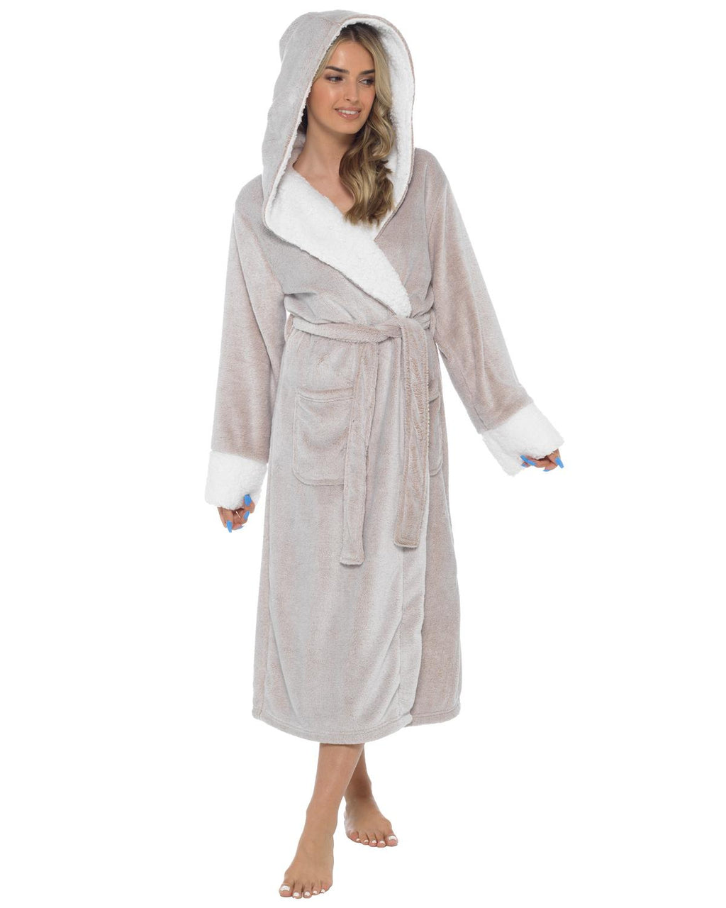 Womens Polished Fleece Sherpa Trim Dressing Gown – Slumber Hut